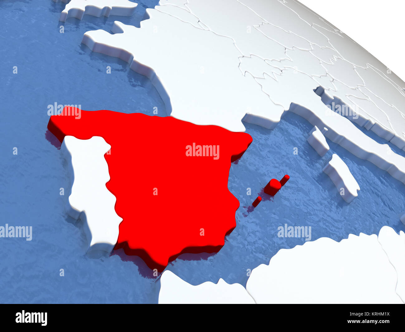 Spain on globe Stock Photo - Alamy