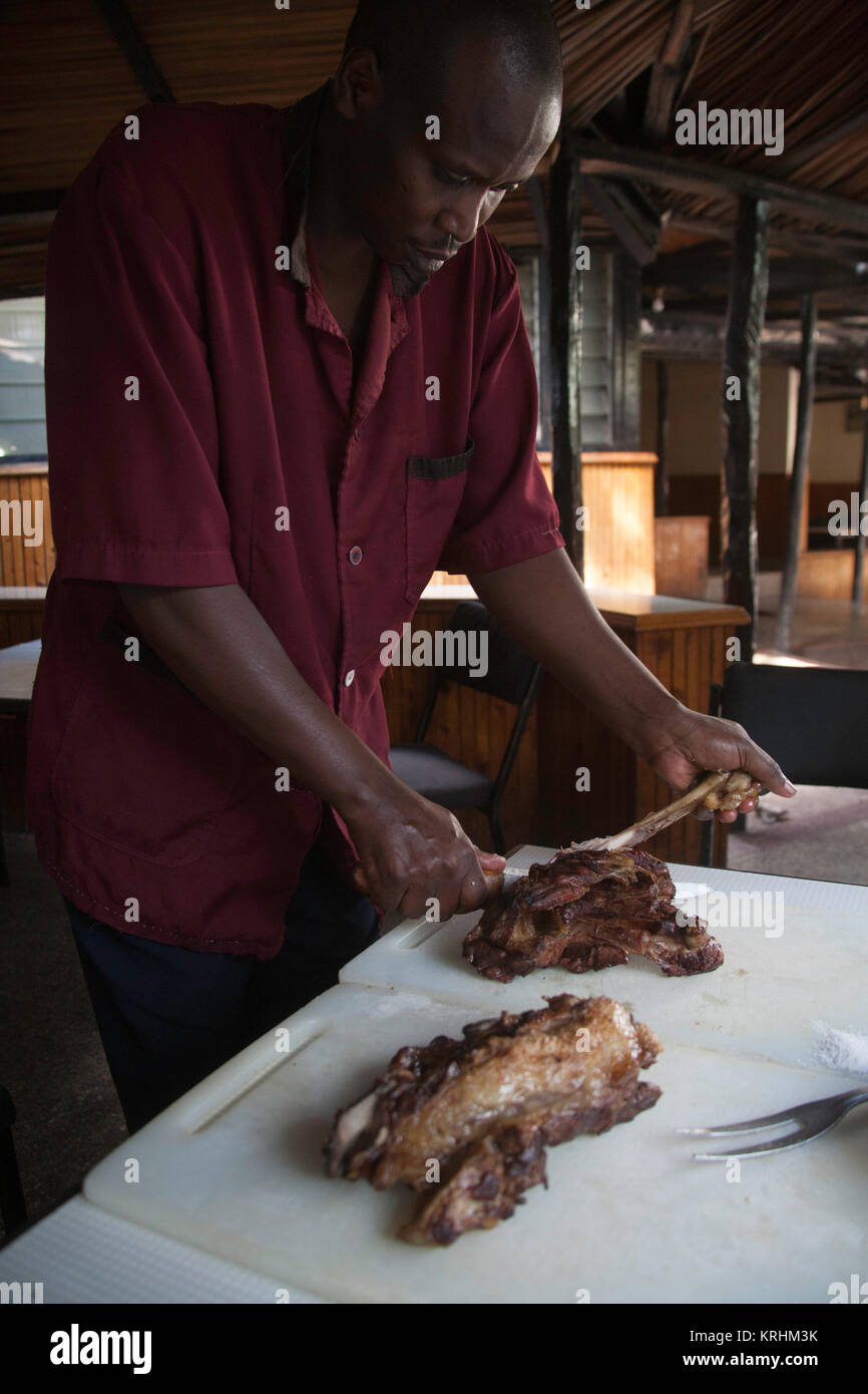 Nyama Choma, traditional street food or Kenyan barbecue, Nairobi, Kenya ...