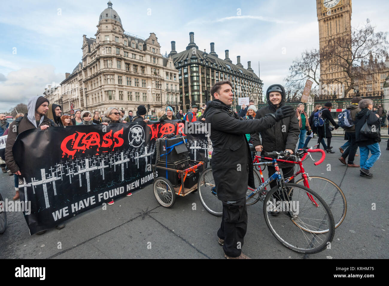 The march led by Class War halts in front of Big Ben in Parliament ...