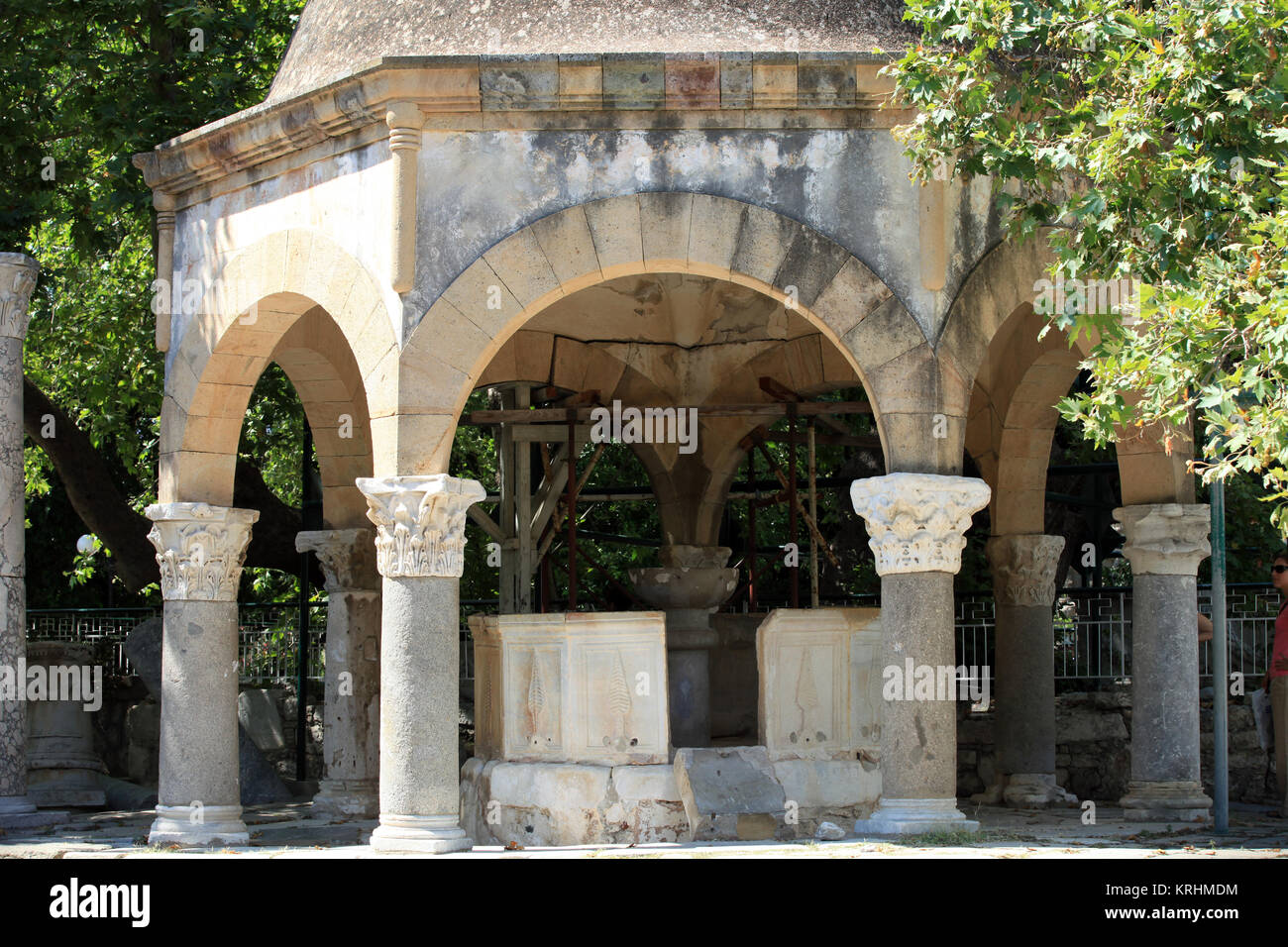 The Plateia of the Plane Tree of Hippocrates in Kos town. Greece Stock ...