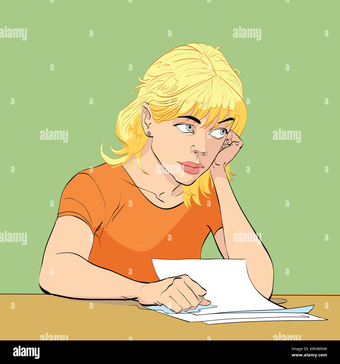 Woman write letter illustration hi-res stock photography and images - Alamy