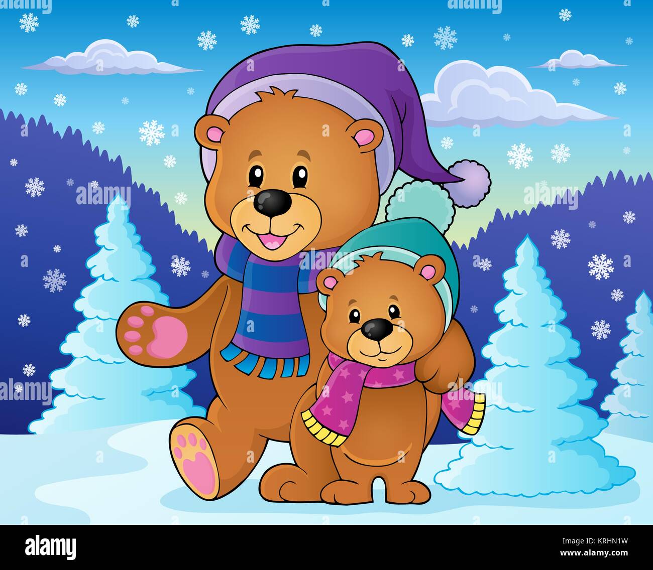 Stylized winter bears theme 2 Stock Photo - Alamy