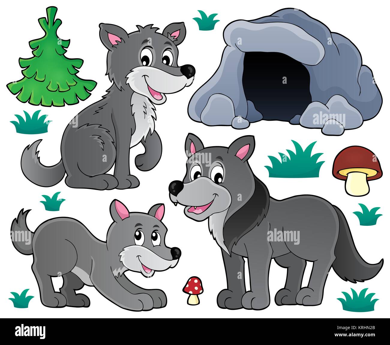 Wolves theme set 1 Stock Photo - Alamy