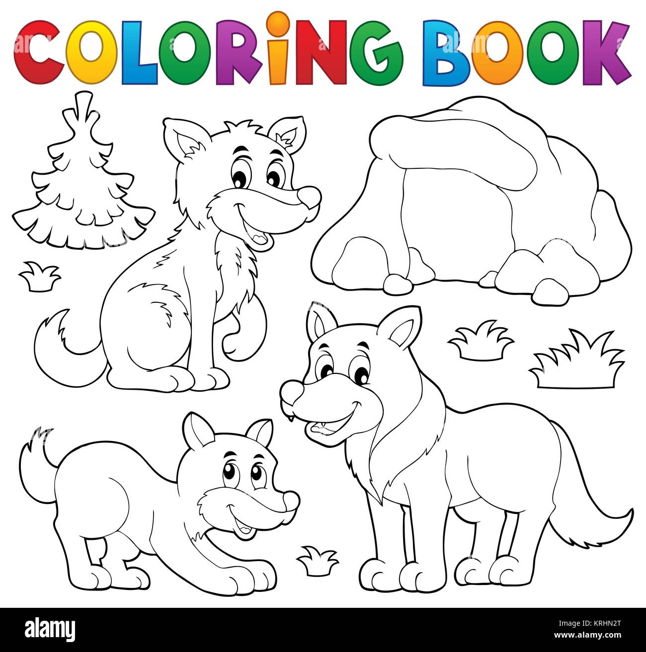 Coloring book with wolves theme 1 Stock Photo - Alamy