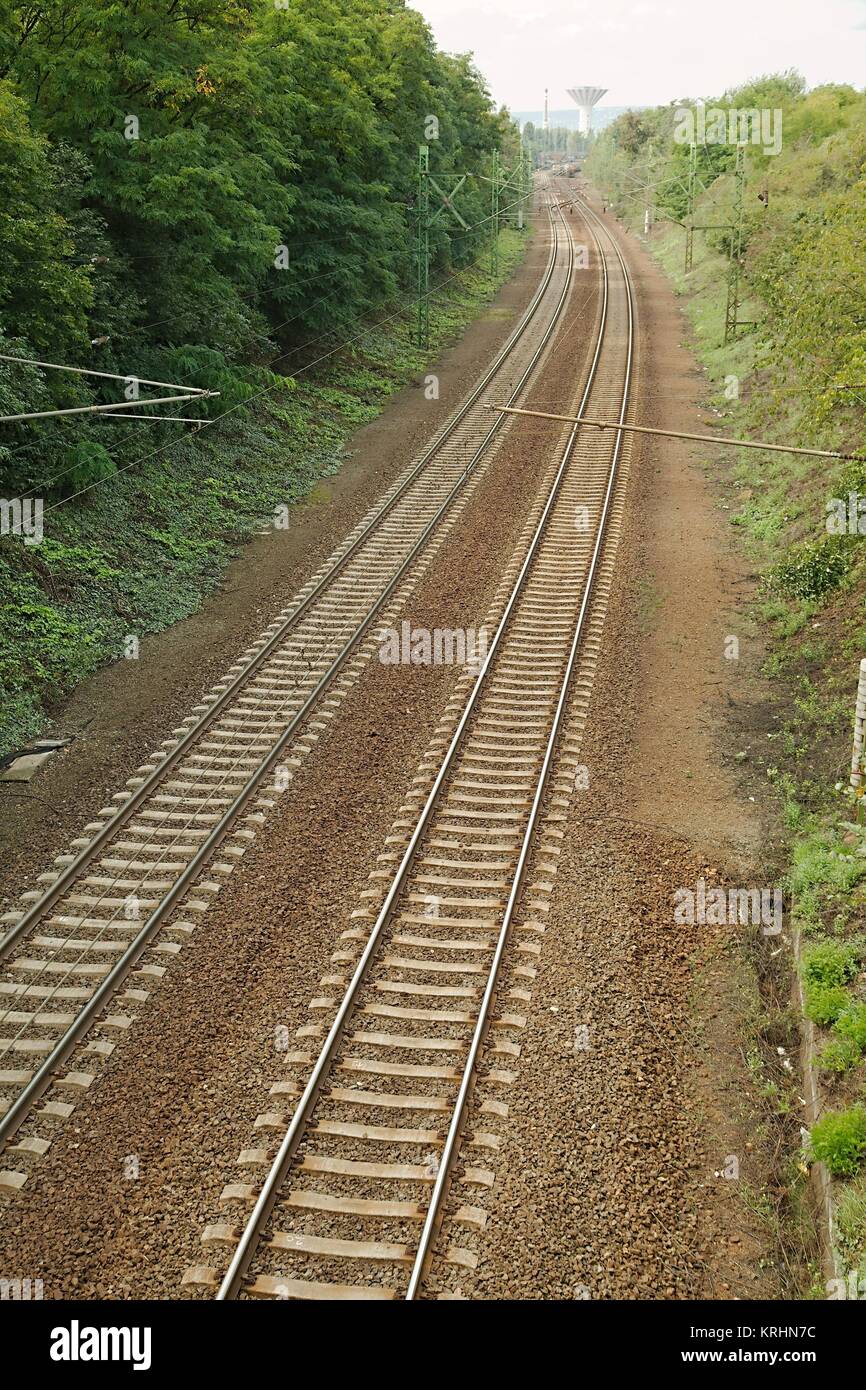 Railway tracks to the distance Stock Photo - Alamy