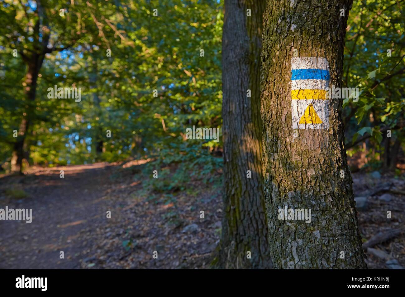 Hiking trail signs Stock Photo - Alamy