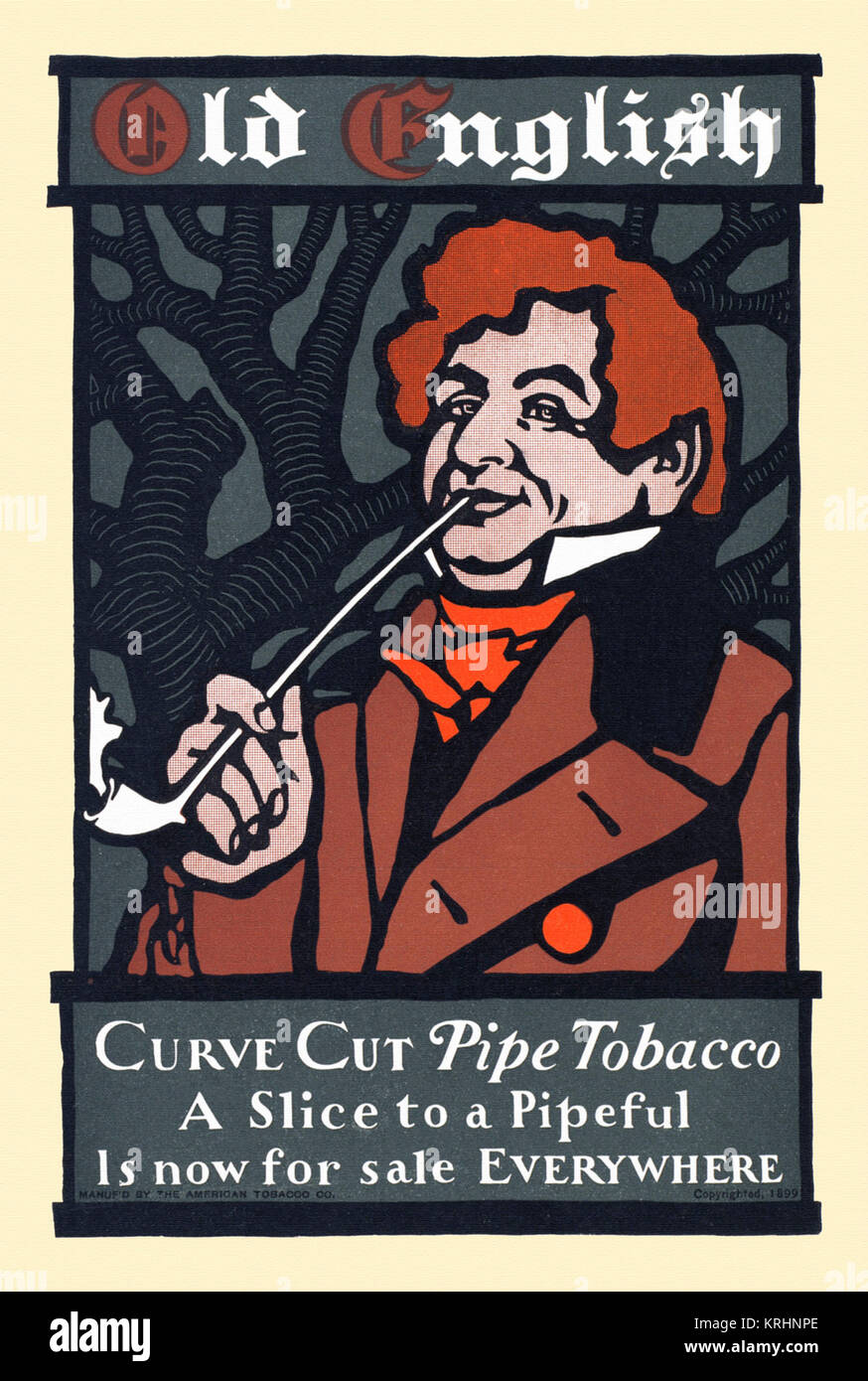 An advertising poster featuring a man smoking a pipe Stock Photo - Alamy