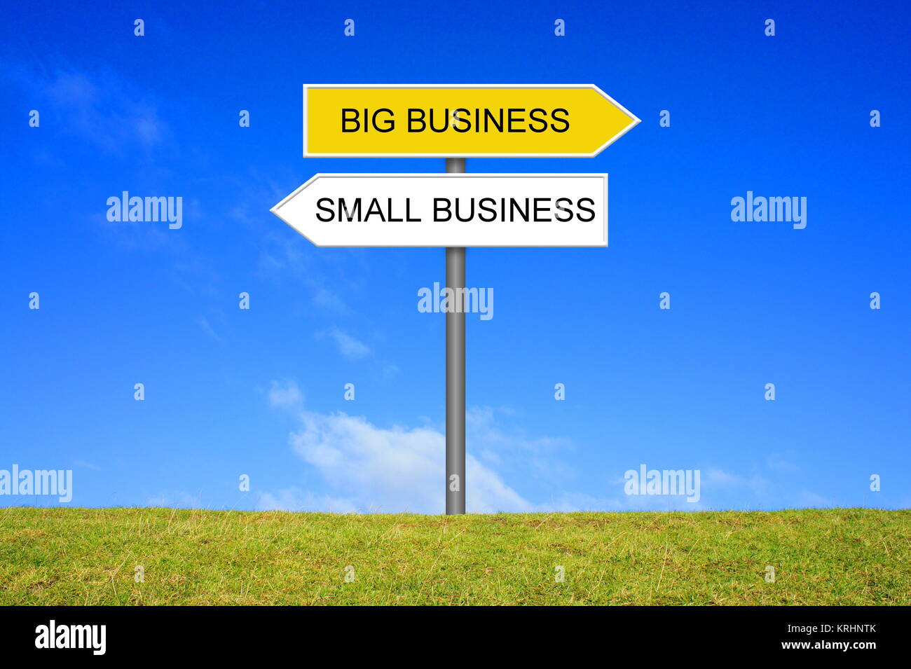 signpost sign showing big business or small business Stock Photo - Alamy