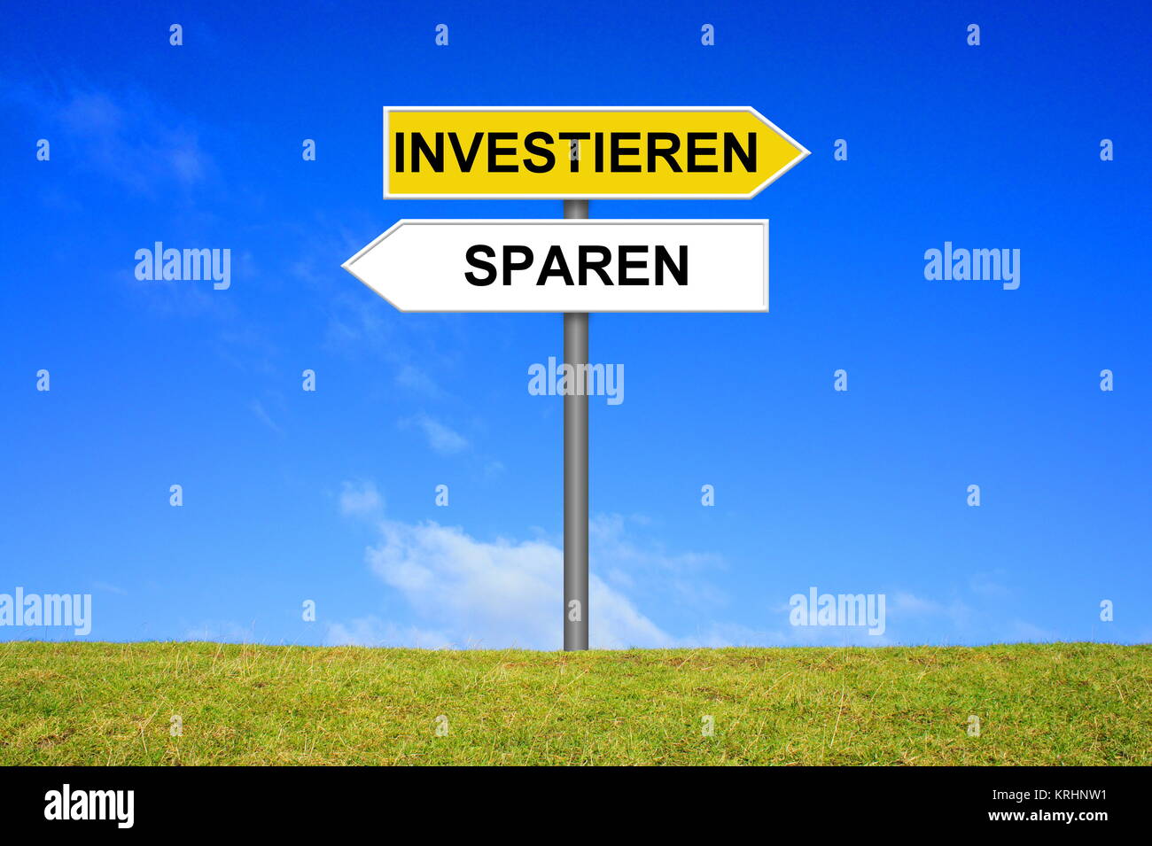 signpost sign showing invest or save Stock Photo - Alamy