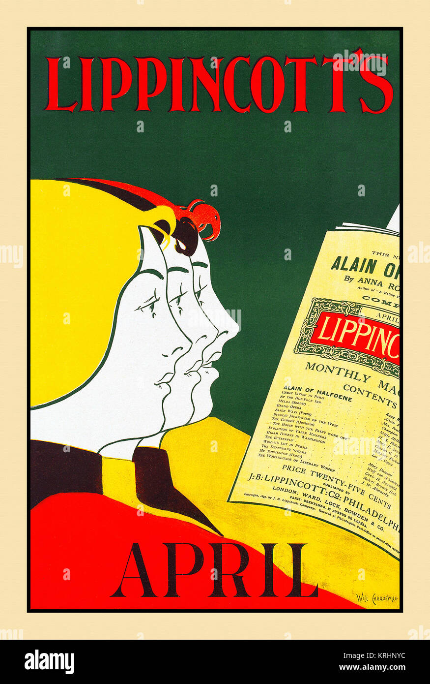 Three women read a Lippincott's magazine Stock Photo - Alamy