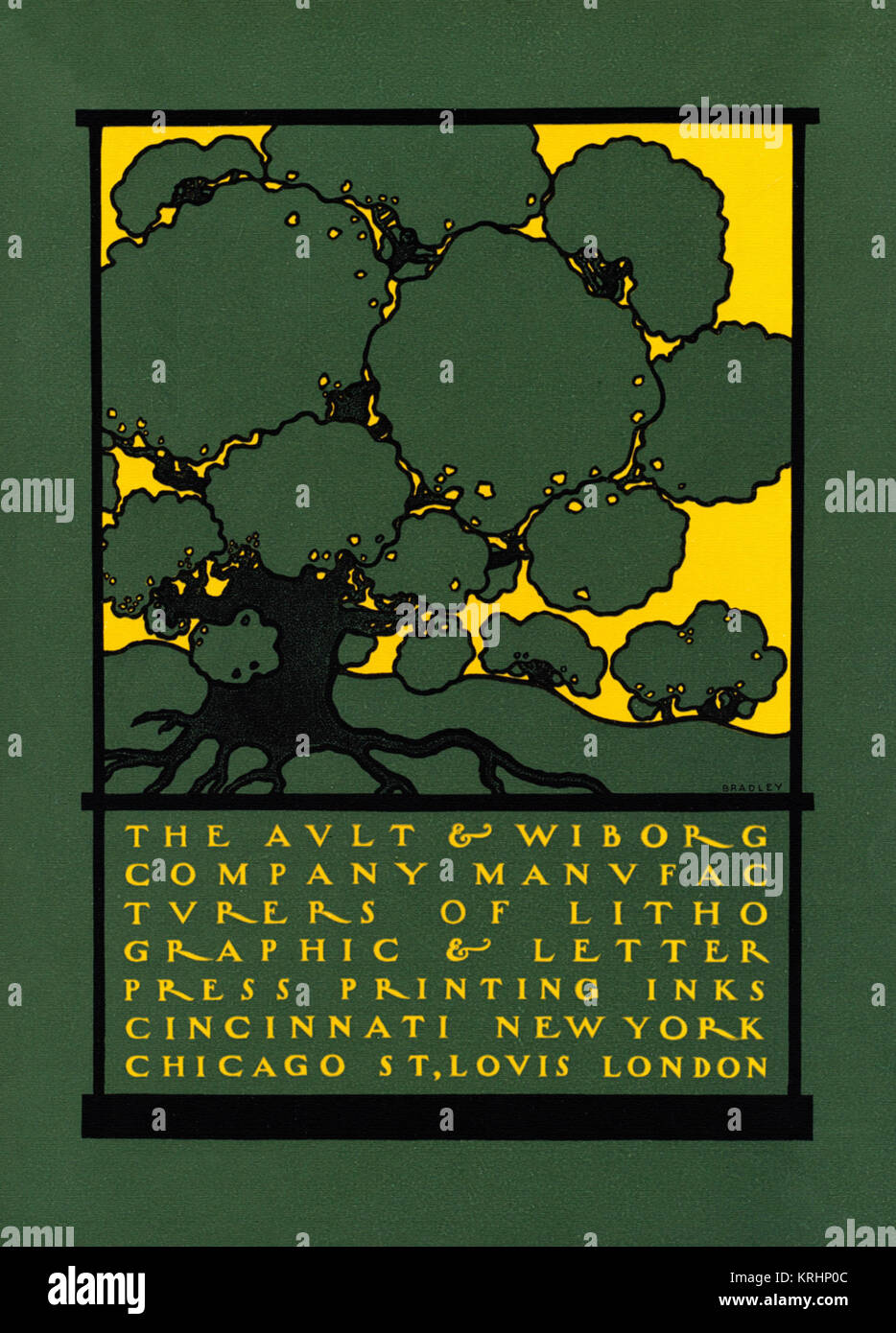 An advertising poster featuring a green tree Stock Photo - Alamy