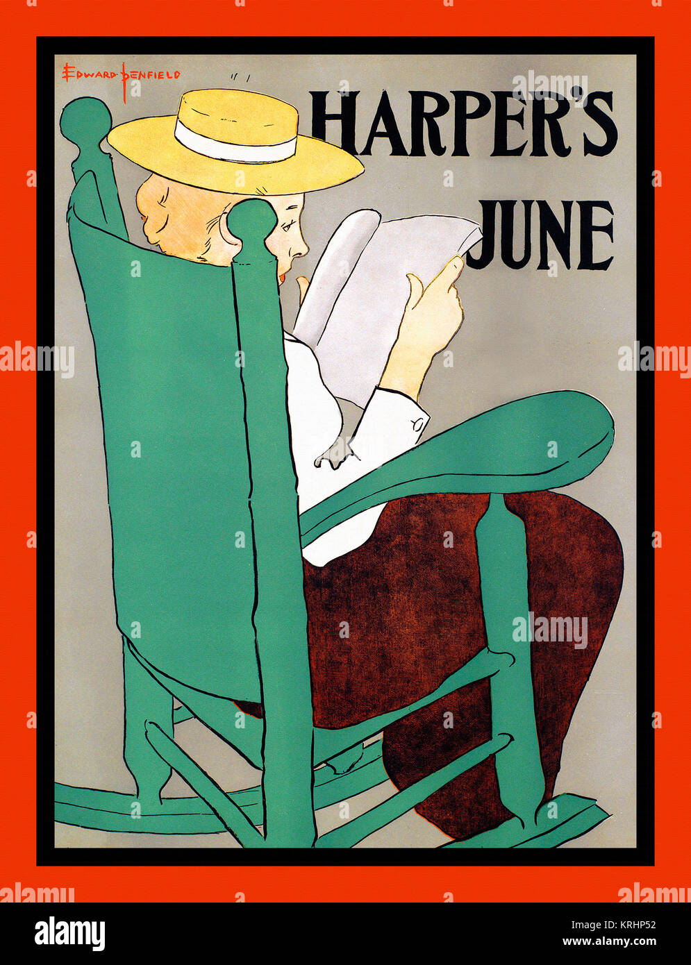 A man sits in a rocking chair reading Stock Photo - Alamy