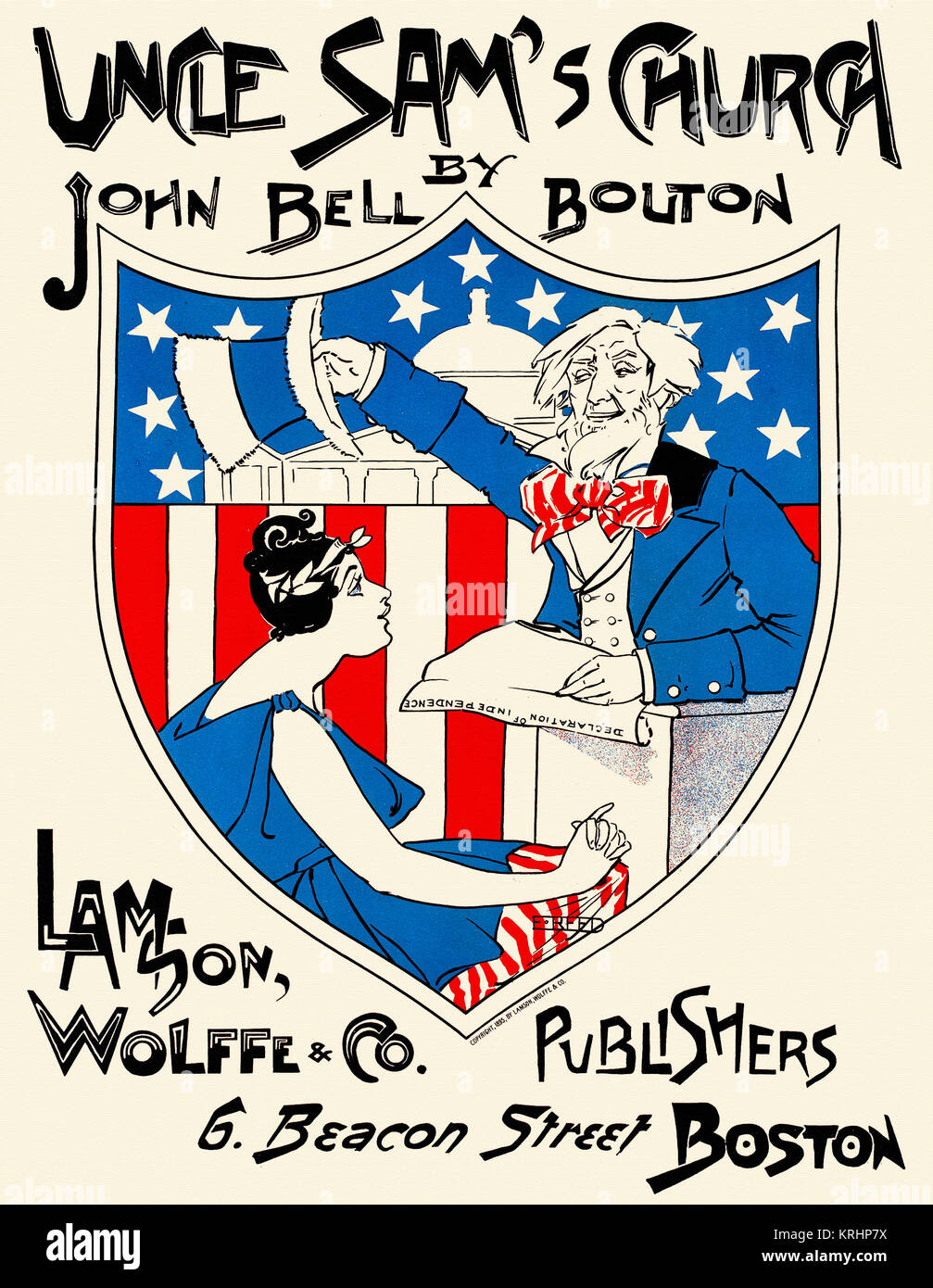 Uncle Sam reads the Declaration of Independence to a woman Stock Photo ...