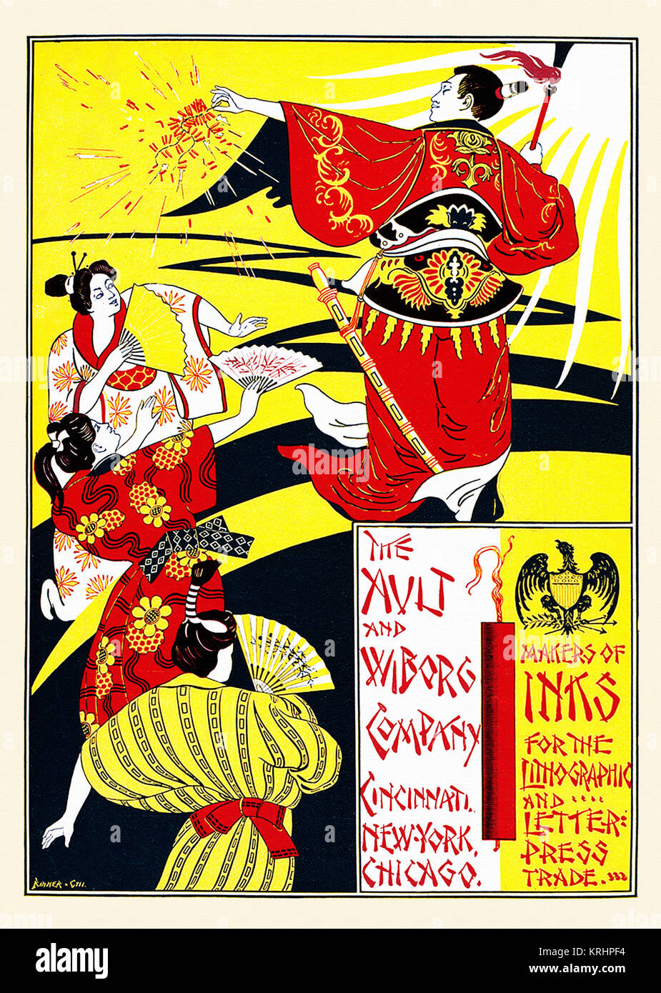 "A man stands exploding a string of firecrackers while three women ...