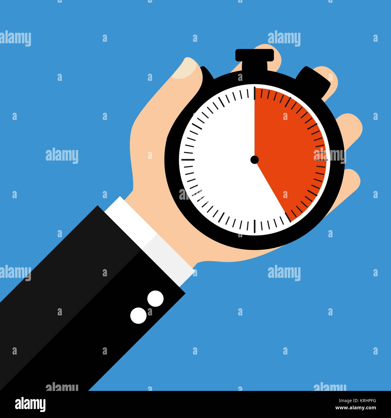 hand with stopwatch 25 seconds 25 minutes or 5 hours Stock Photo - Alamy