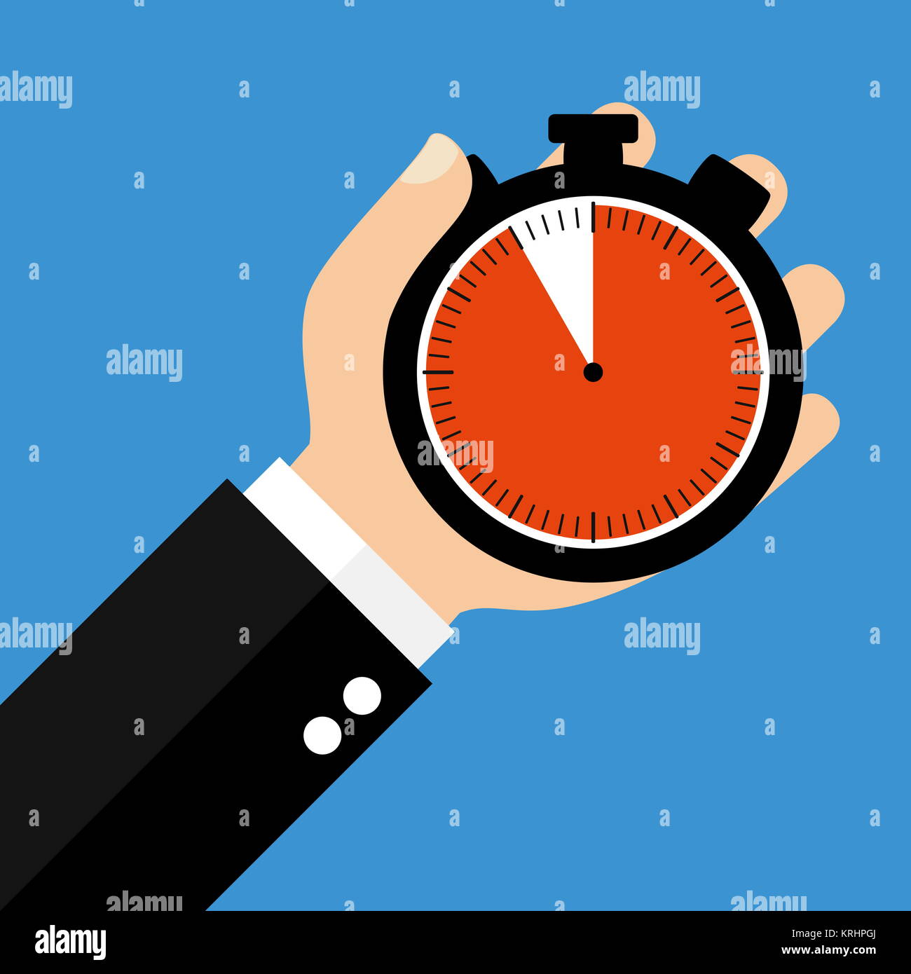 hand with stopwatch 55 seconds 55 minutes or 11 hours Stock Photo - Alamy