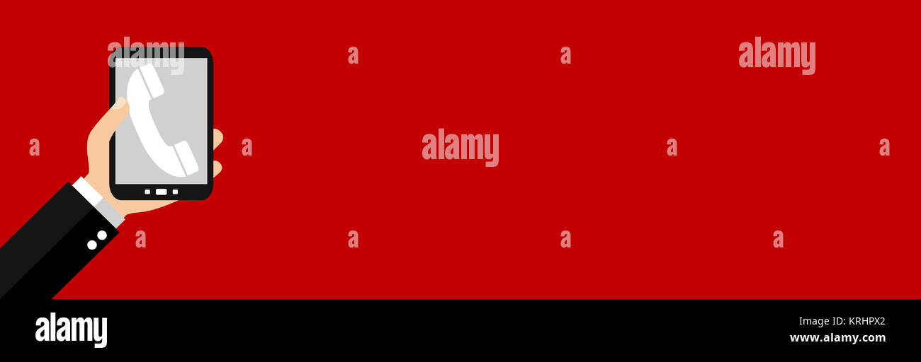 flat design banner: making calls with the smartphone Stock Photo - Alamy