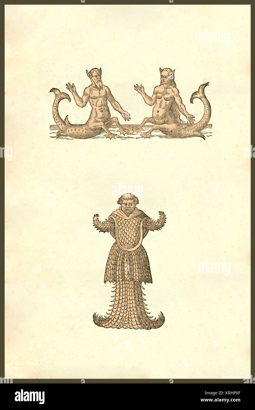 "Triton, Siren, and Monarch sea creatures. From the 1642 book ...