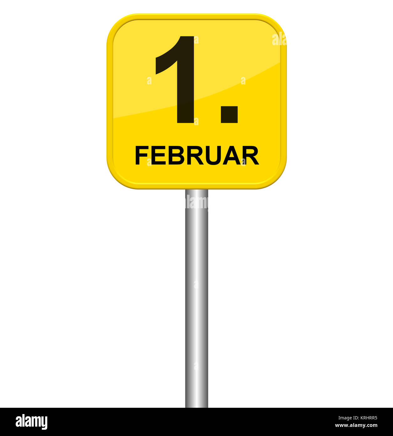 yellow sign 1 february Stock Photo - Alamy