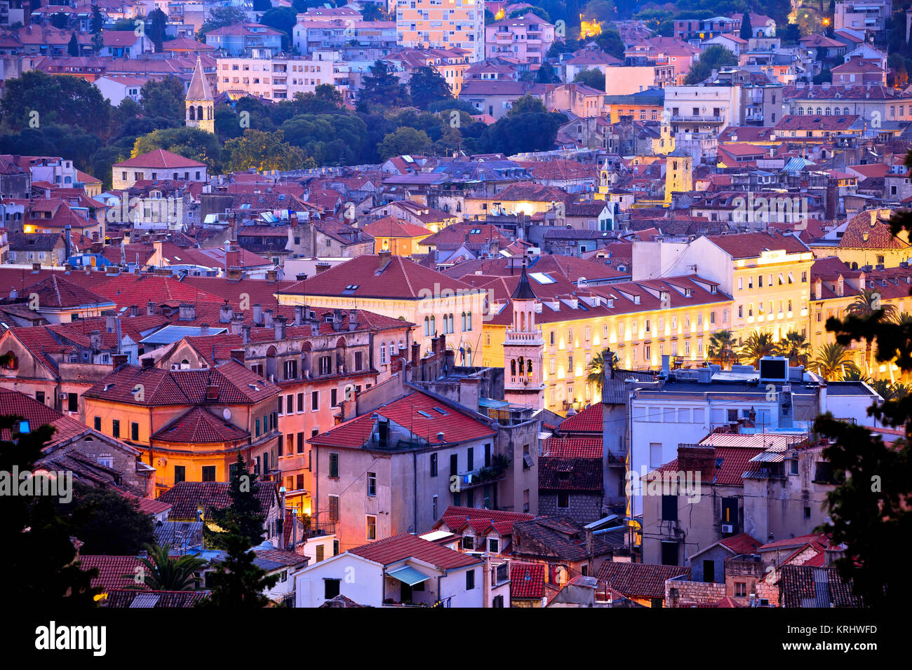 City of Split evening aerial view Stock Photo - Alamy