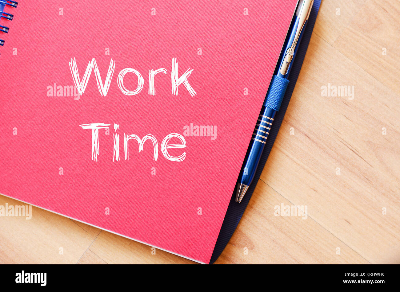 Work time text concept on notebook Stock Photo - Alamy