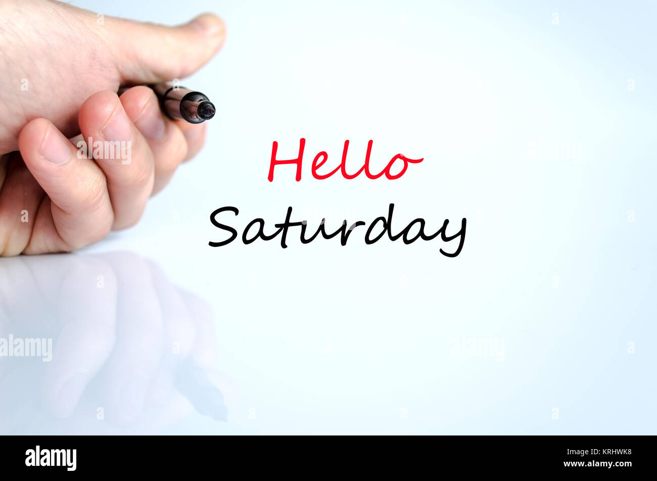Hello saturday text concept Stock Photo - Alamy
