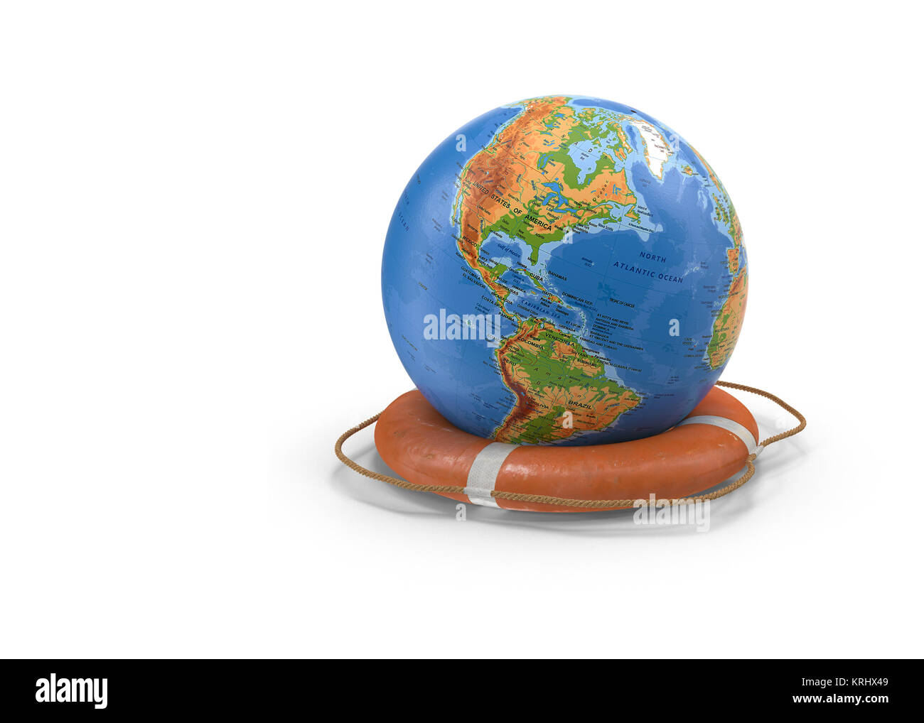 3D illustration of rescue circle and the globe Stock Photo - Alamy
