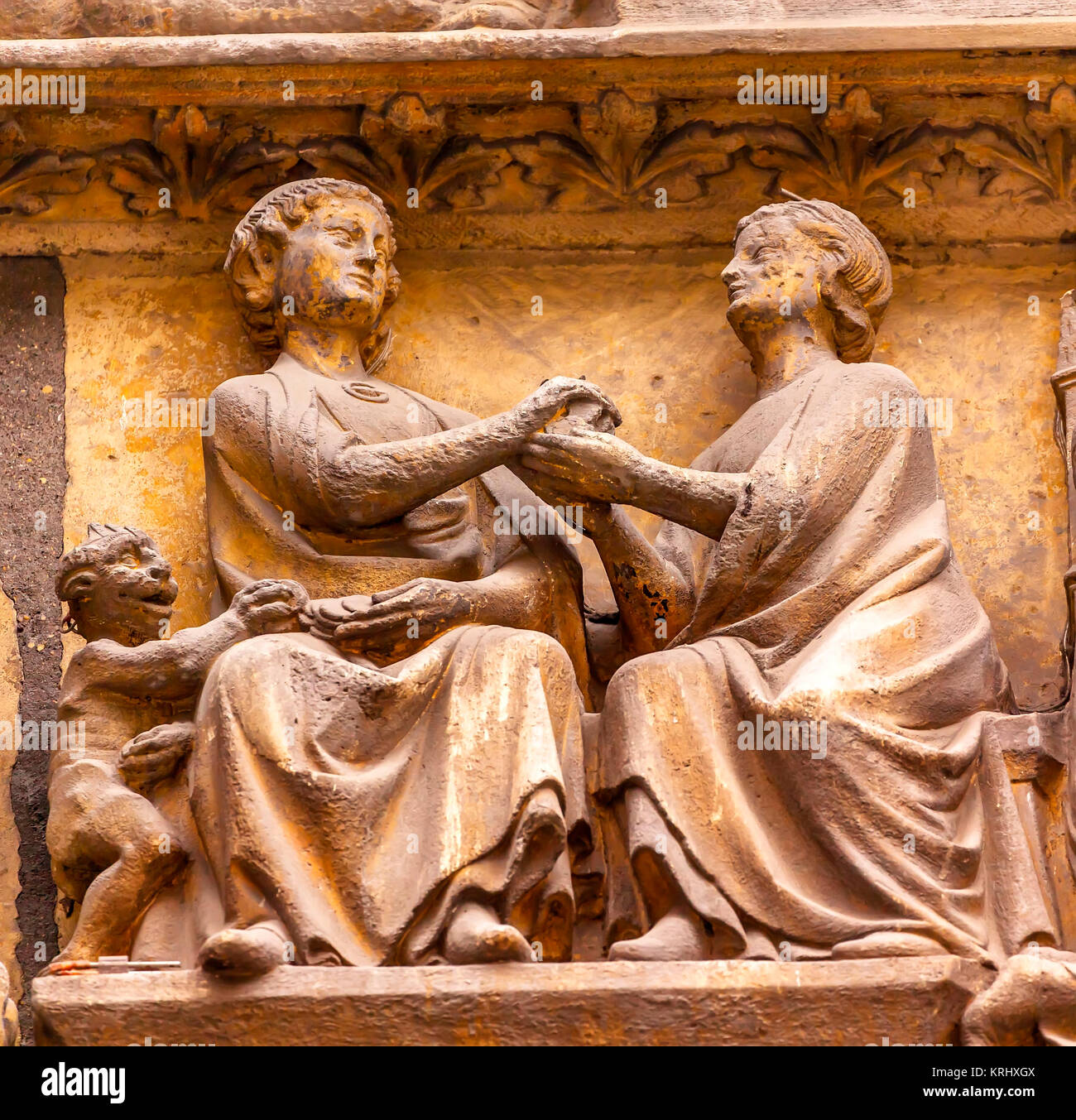 Man Woman Devil Statues Exterior Saint Severin Church Paris France ...