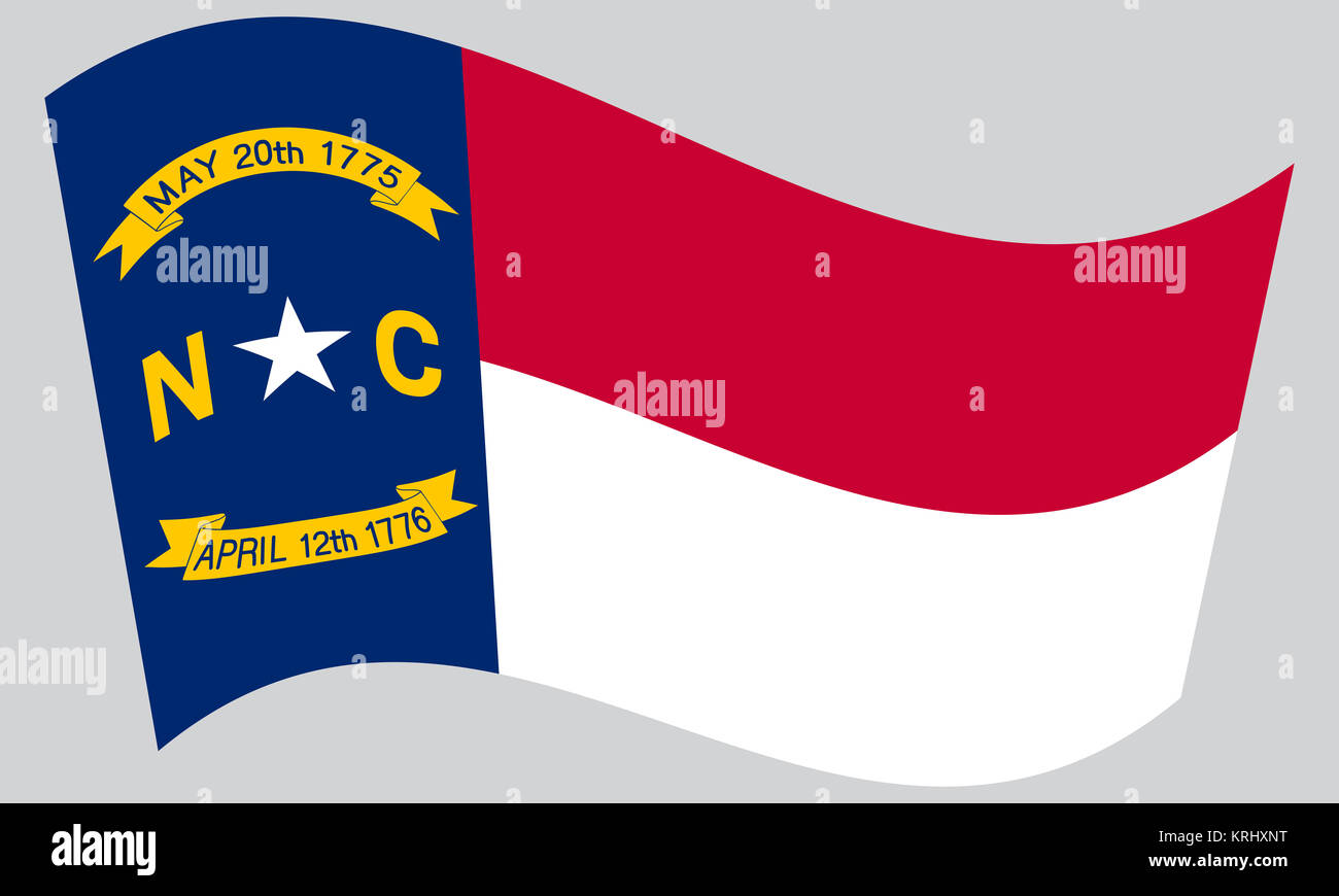 Flag of North Carolina waving on gray background Stock Photo - Alamy