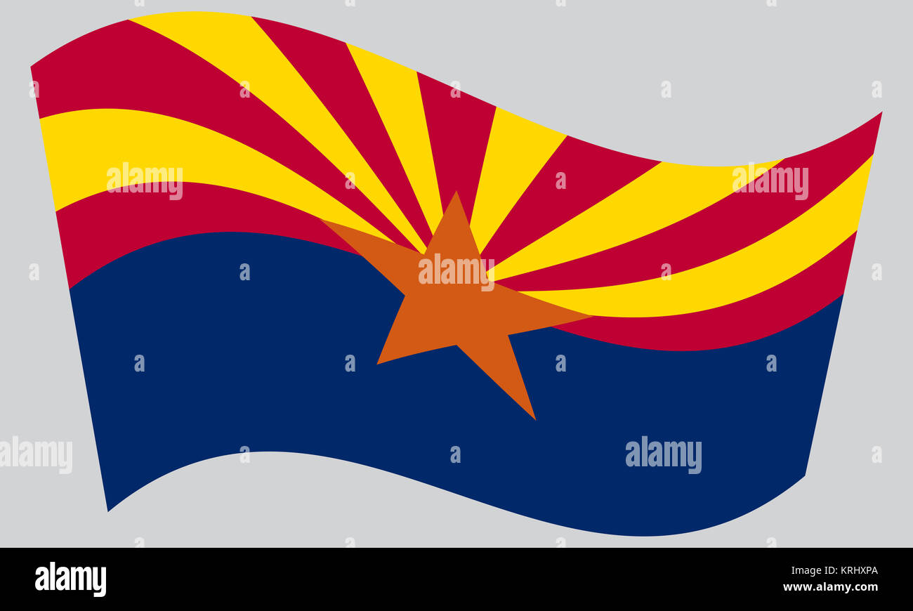 Flag of Arizona waving on gray background Stock Photo - Alamy