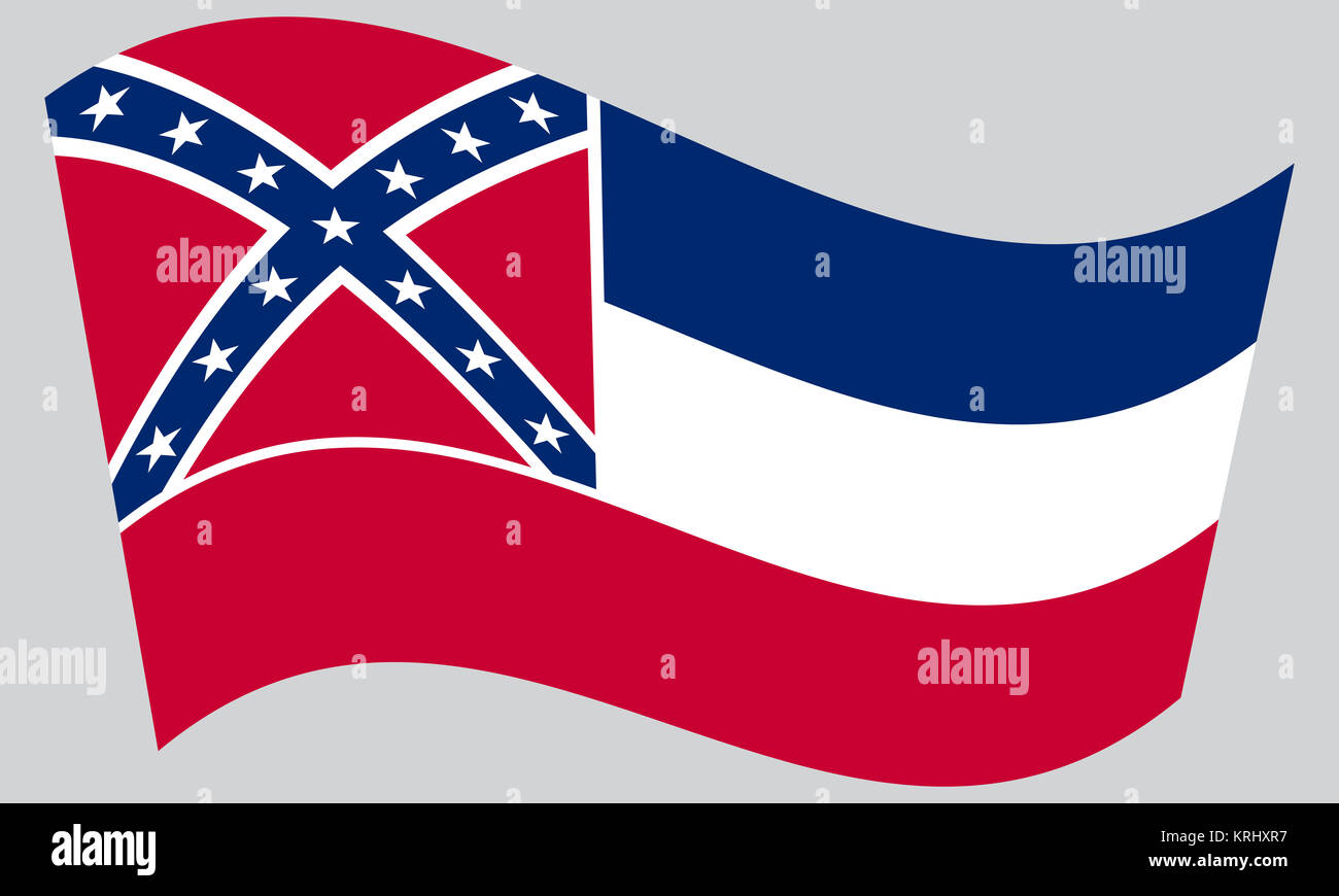 Flag of Mississippi waving on gray background Stock Photo - Alamy