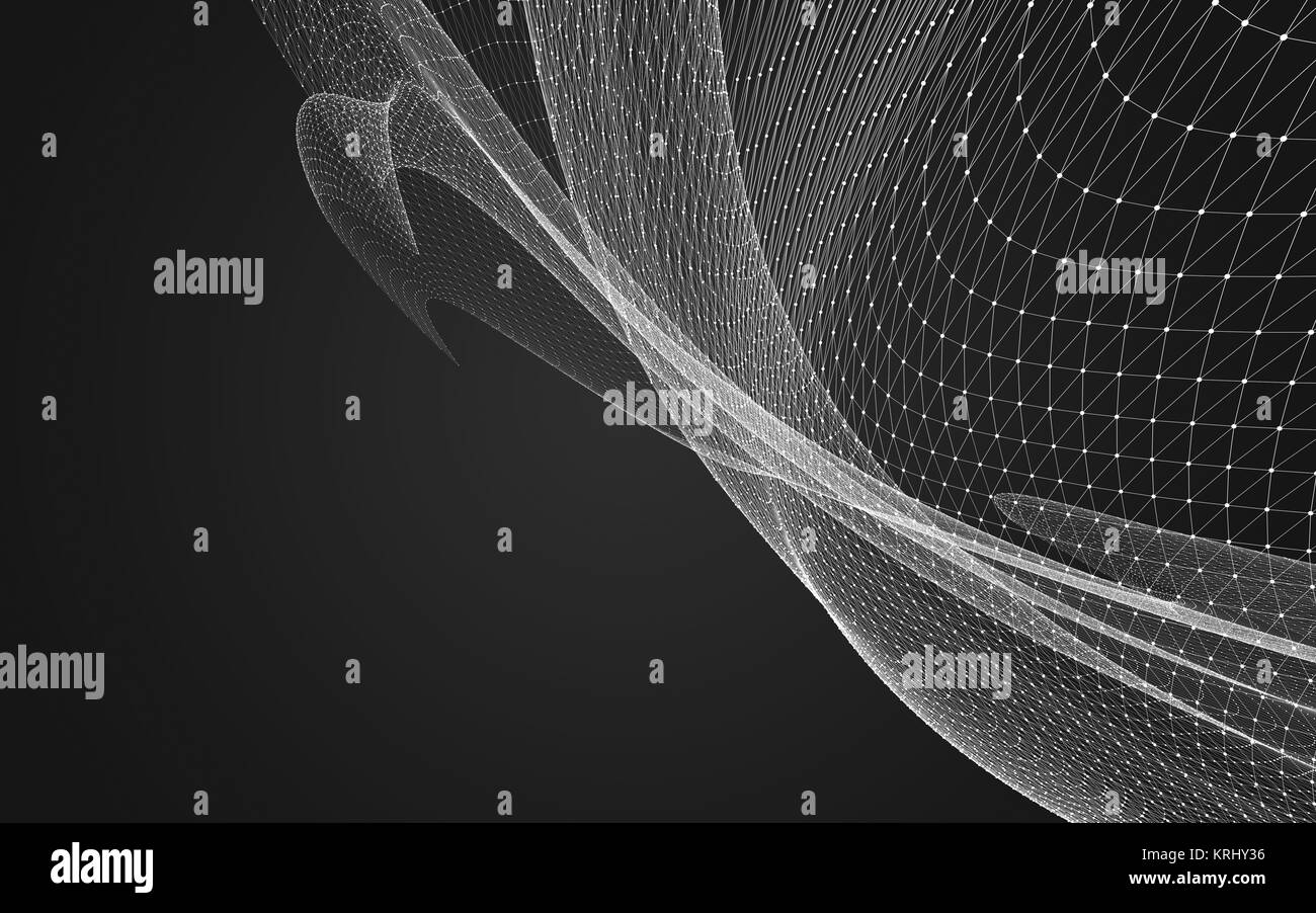 Abstract polygonal space low poly dark background, 3d rendering Stock ...
