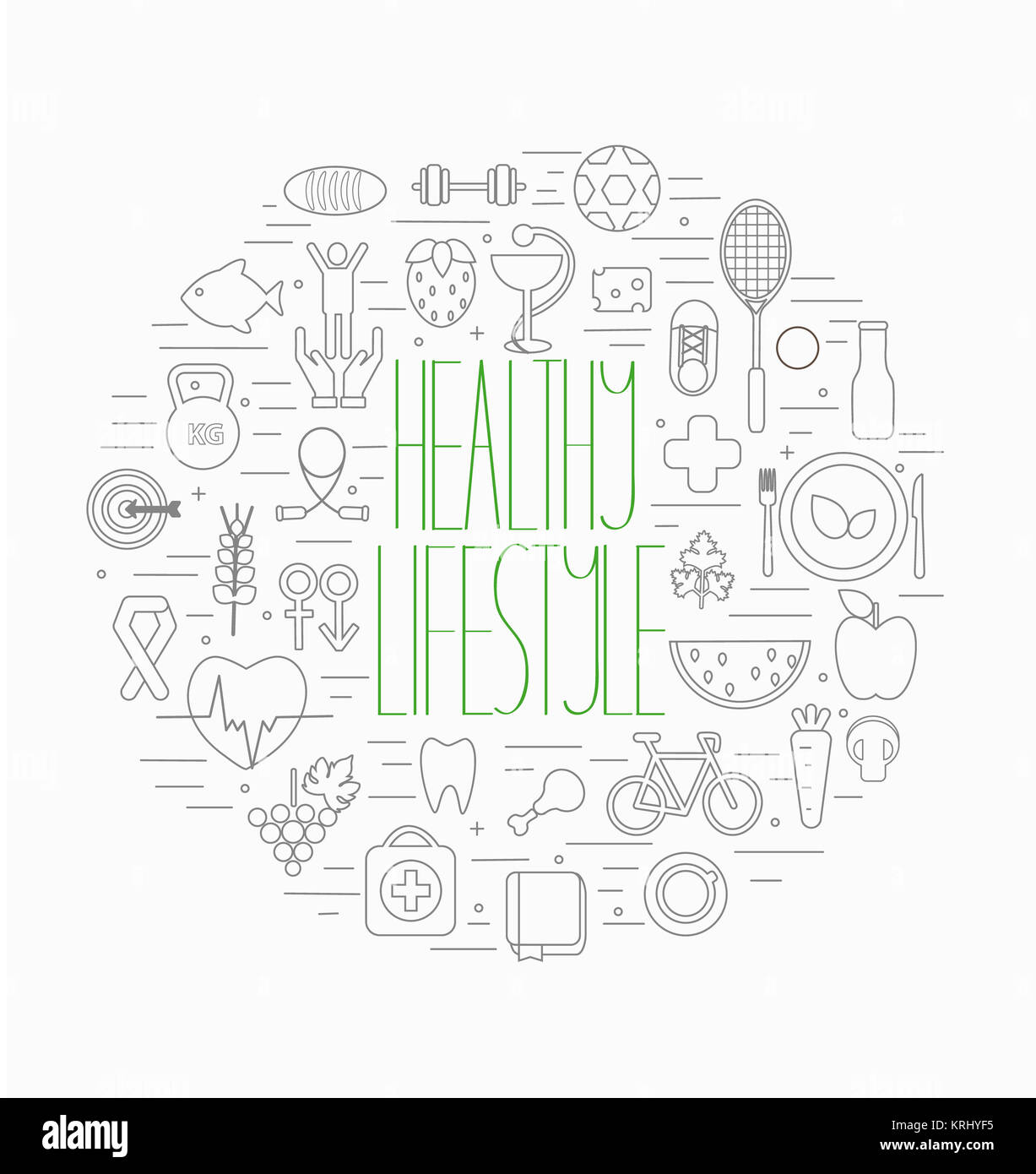 Healthy lifestyle symbols set Stock Photo - Alamy