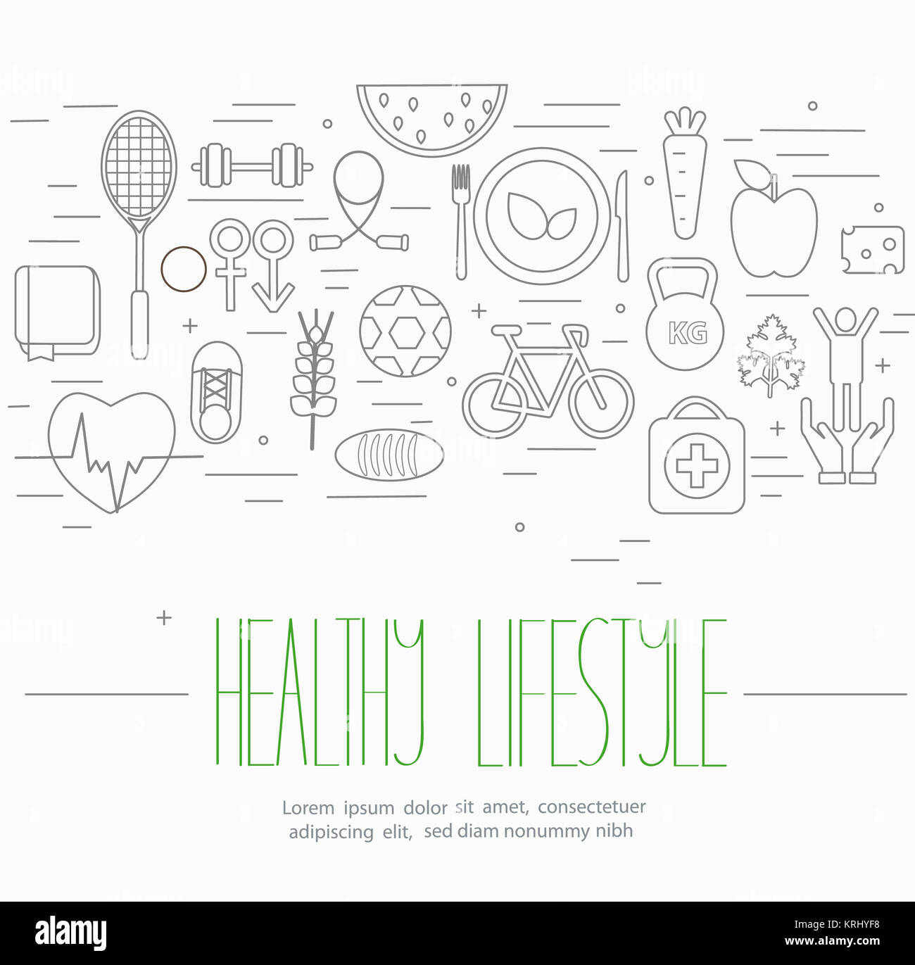 Healthy lifestyle symbols set Stock Photo - Alamy