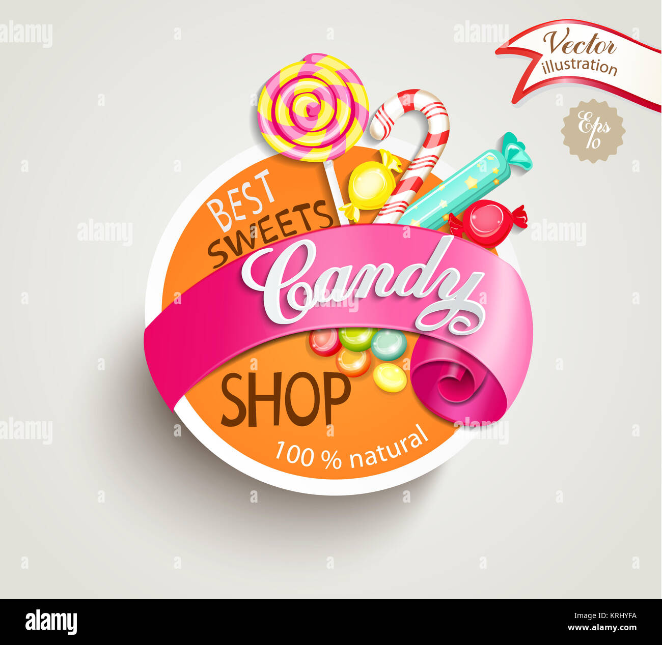 Candy shop label Stock Photo - Alamy