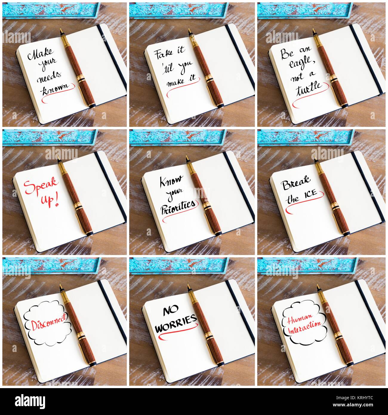 Photo collage of handwritten business motivational messages Stock Photo ...