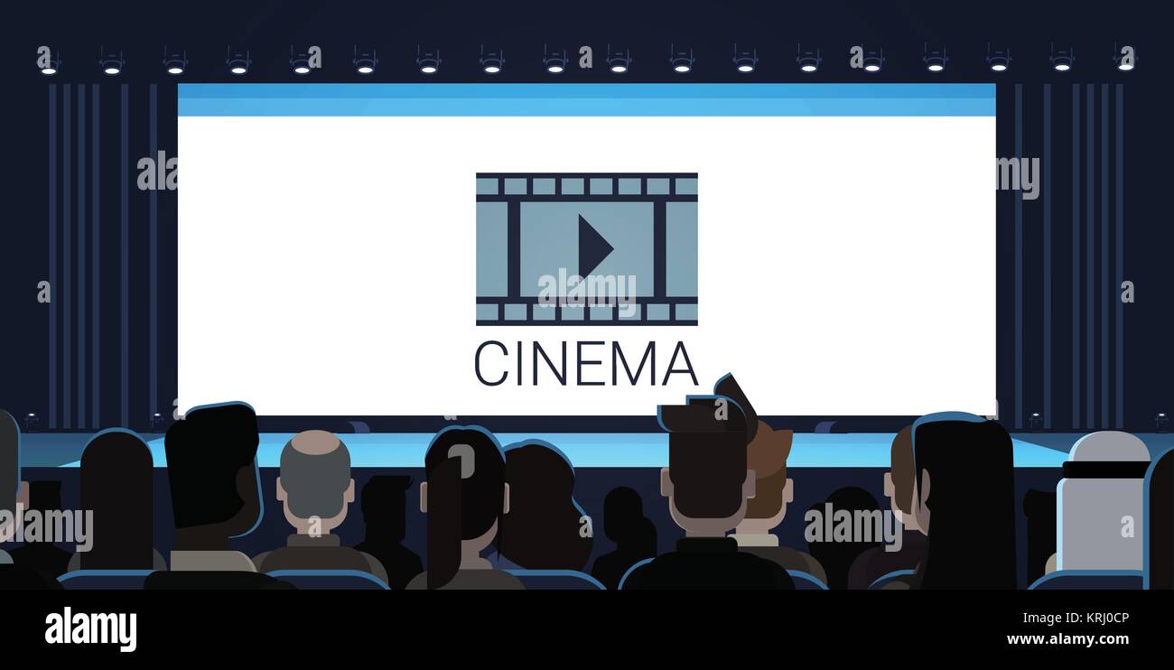 People Sitting In Cinema Looking At Empty Screen Waiting For Movie ...
