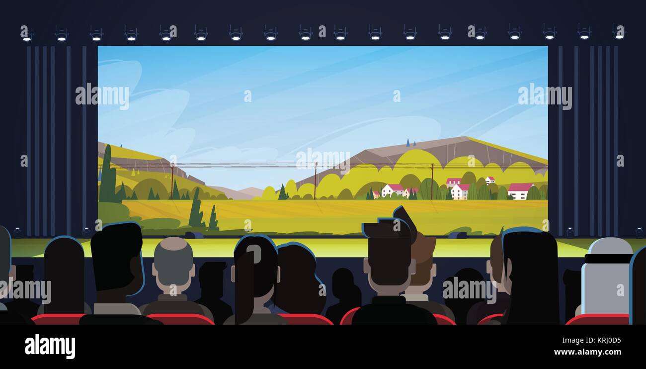 Watching movie theater Stock Vector Images - Alamy