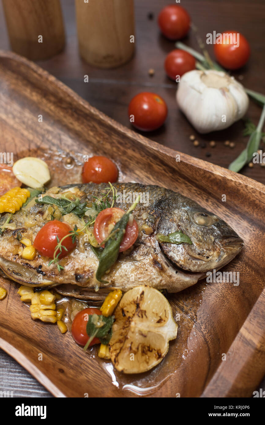 Grilled dorado fish Stock Photo - Alamy