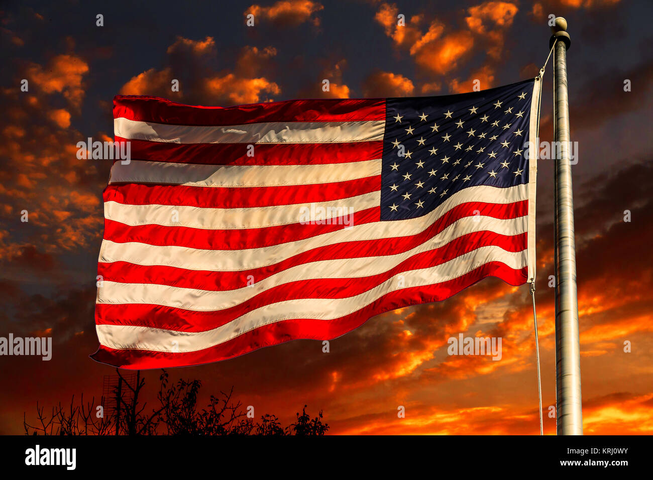 American Flag Sky Sunset