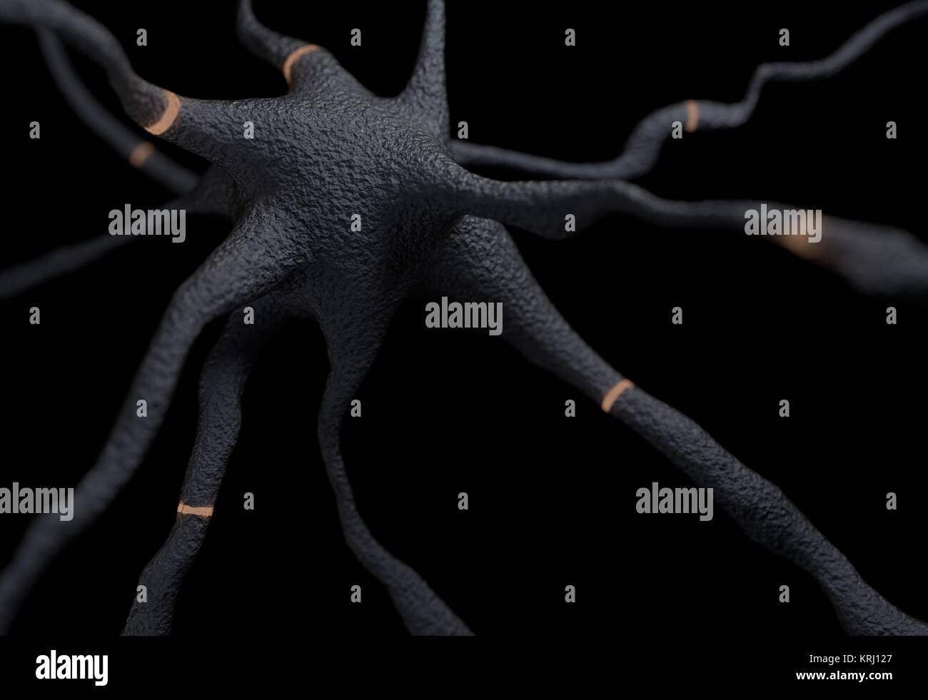 Neuron with impulses 3d illustration Stock Photo - Alamy