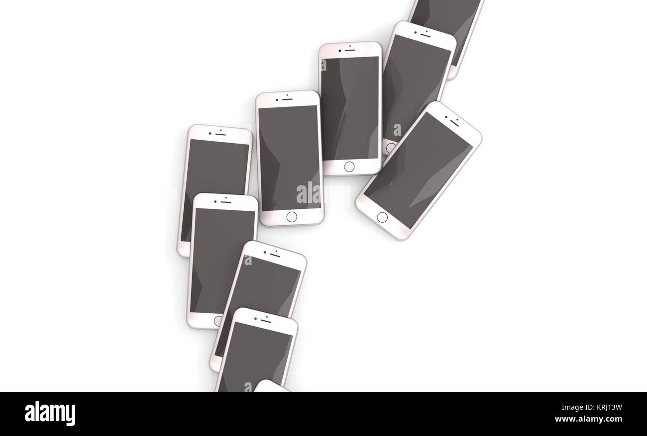 Set of many realistic iphone isolated on white Stock Photo - Alamy