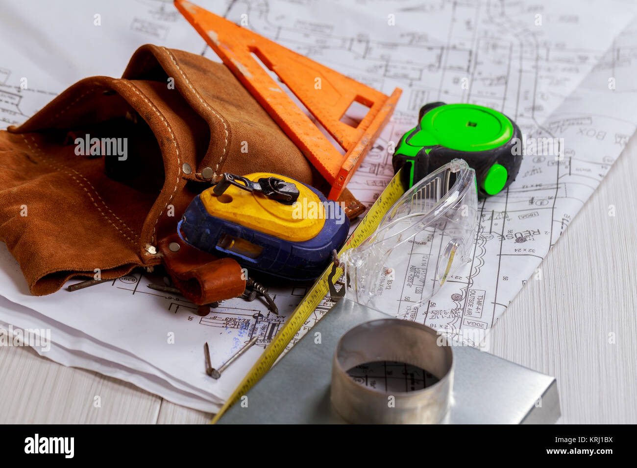 paper knife and tape measure. Construction design. Paper engineering ...