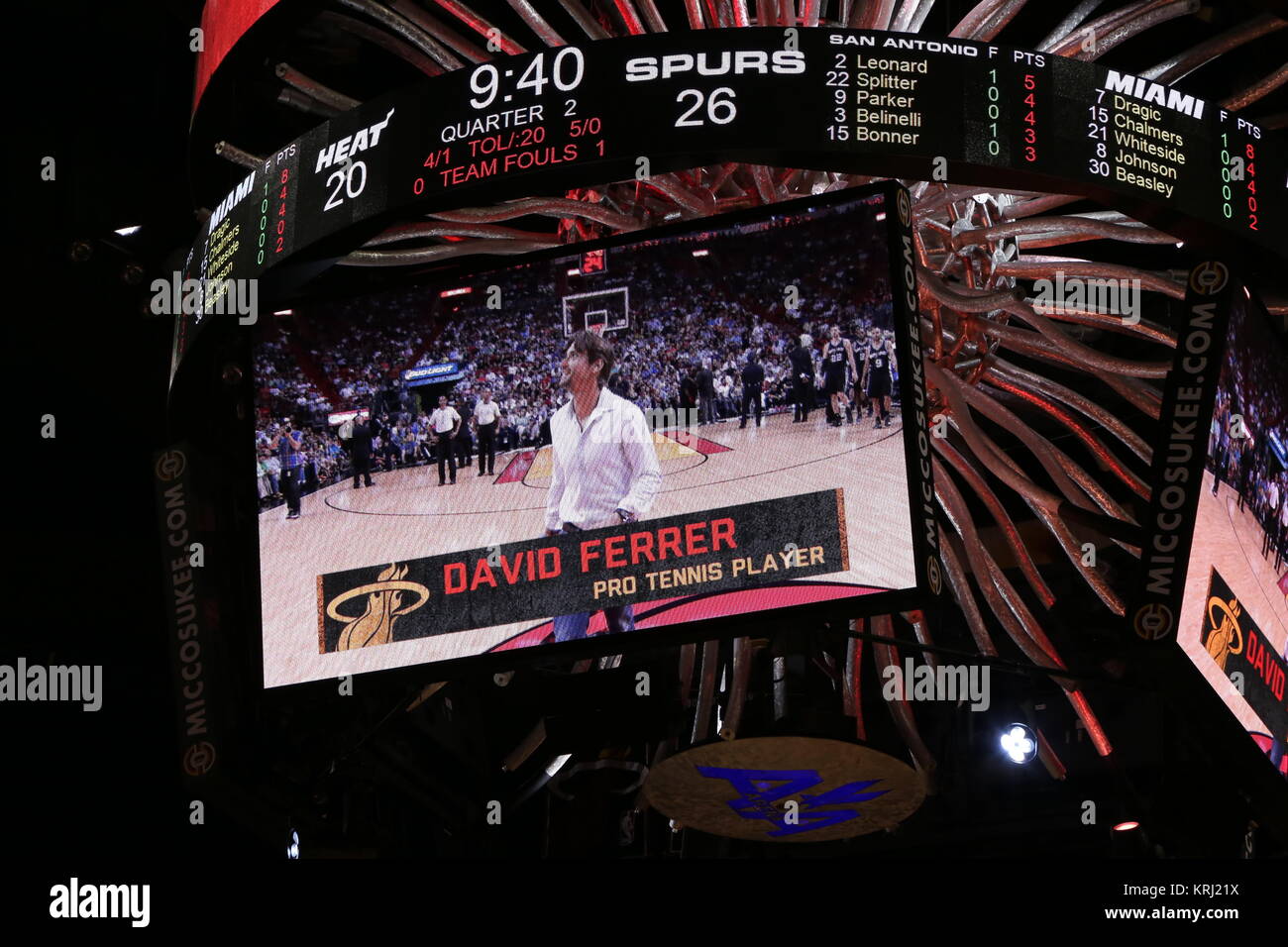 MIAMI, FL - MARCH 31: Tennis player David Ferrer visits the Miami Heat ...