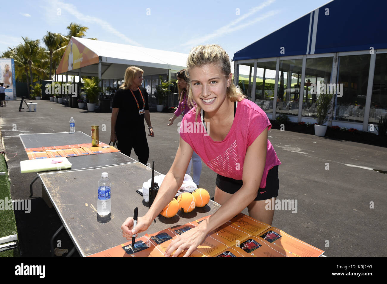 KEY BISCAYNE, FL - MARCH 24: Genie Bouchard speaks to the media during ...