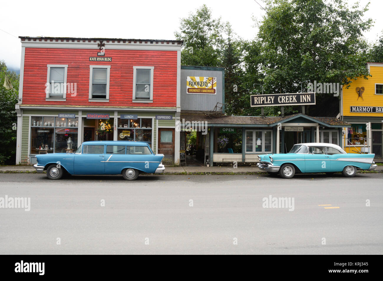 Restored, turn of the century storefronts on the main street in the old ...
