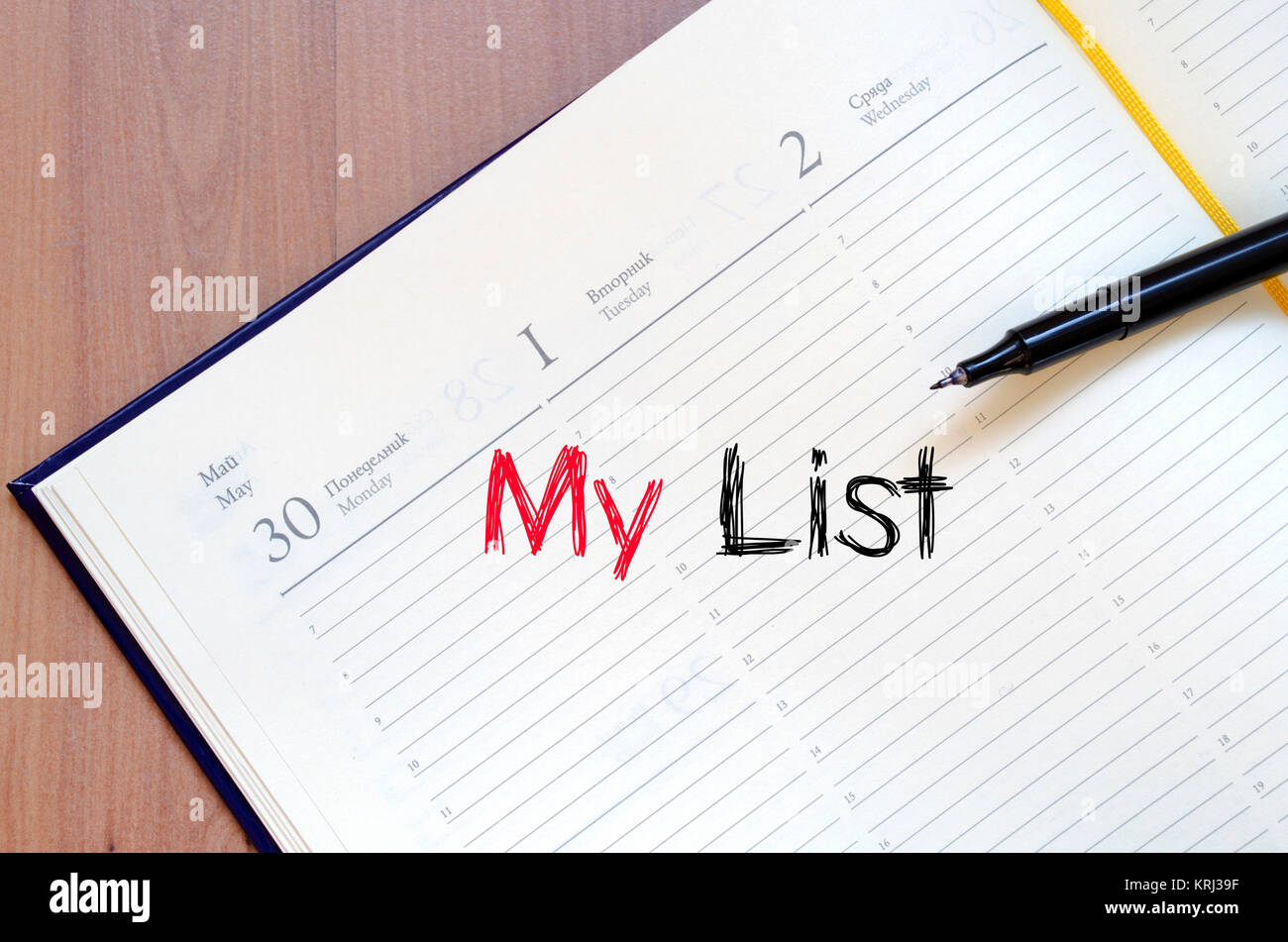 My list text concept on notebook Stock Photo - Alamy