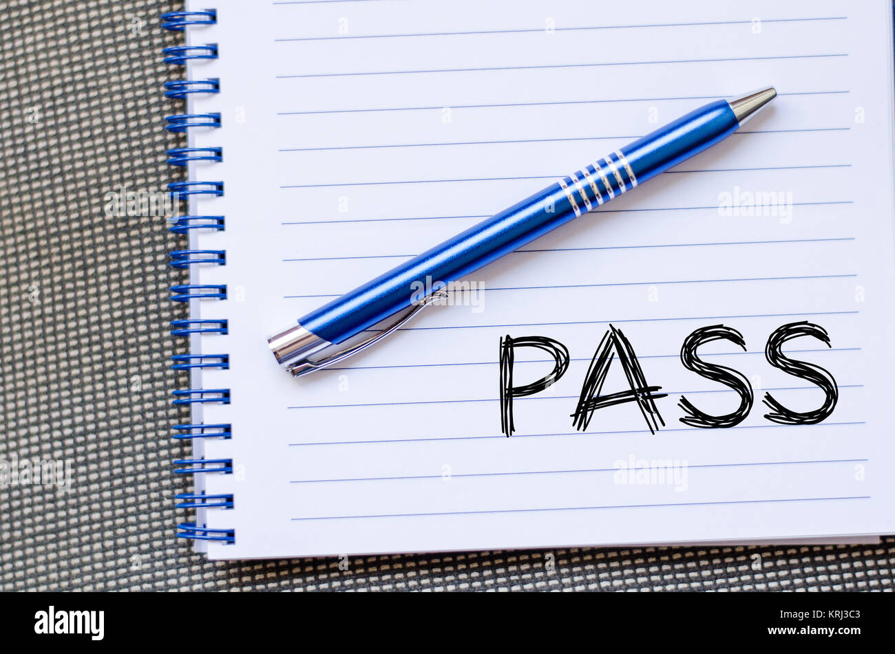 Pass text concept on notebook Stock Photo - Alamy