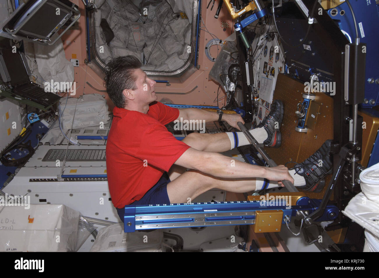 ISS-19 Gennady Padalka exercises using the aRED in the Unity node Stock ...