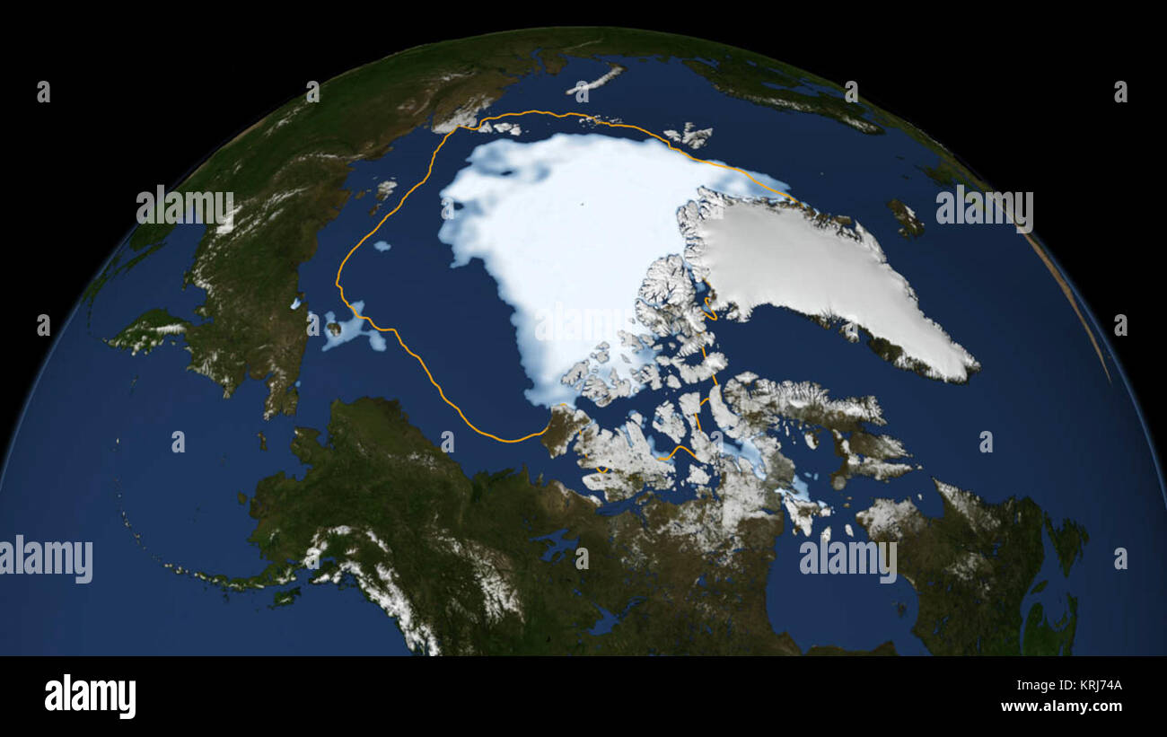 This visualization shows the extent of Arctic sea ice on Aug. 26, 2012 ...